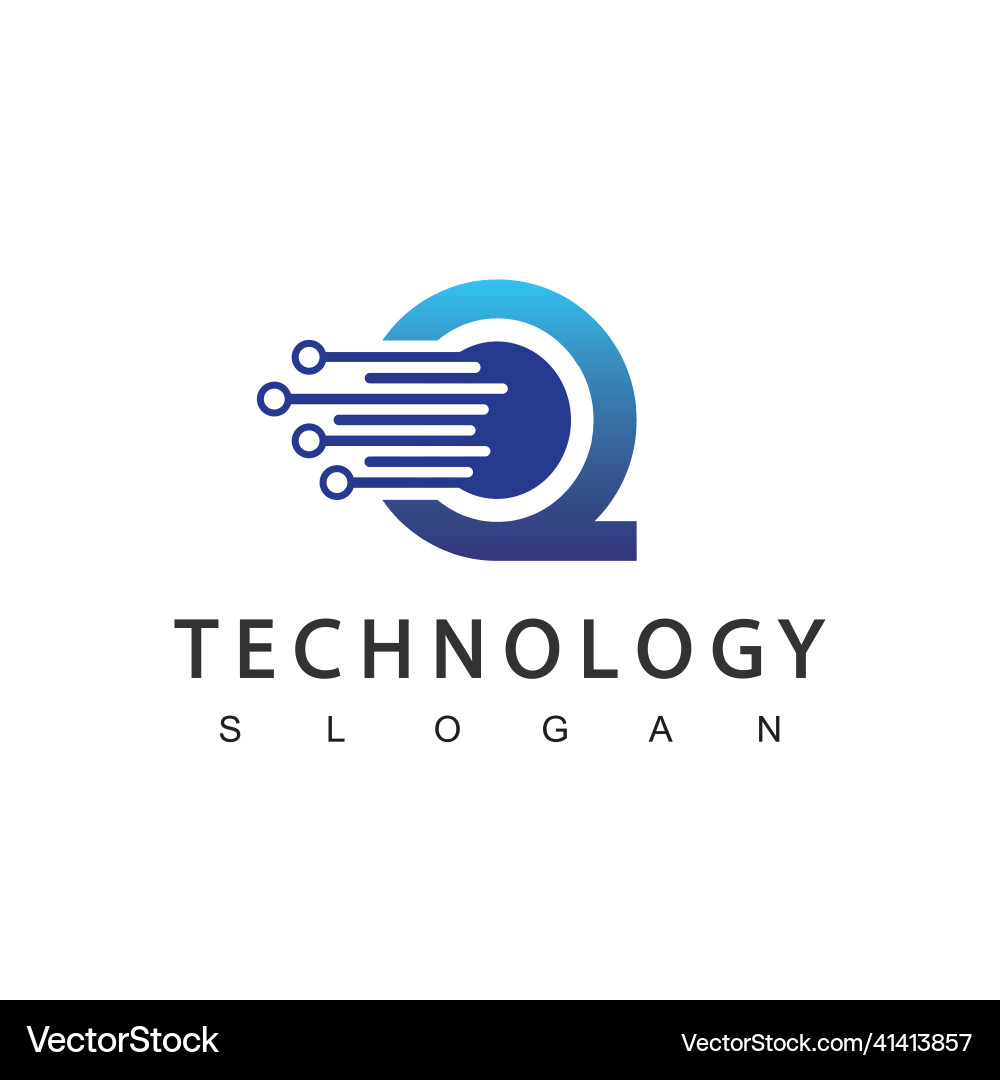 Q initial digital technology logo Royalty Free Vector Image