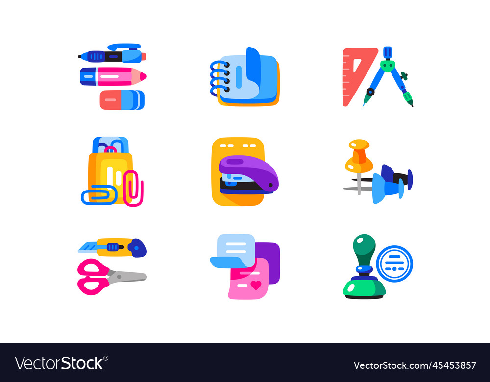 School And Office Supplies Set Royalty Free Vector Image school-and-office-supplies-set-royalty-free-vector-image