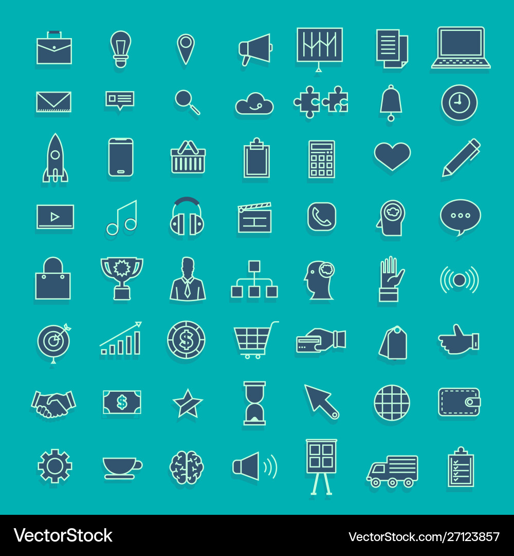 Set icons thin line concept business Royalty Free Vector