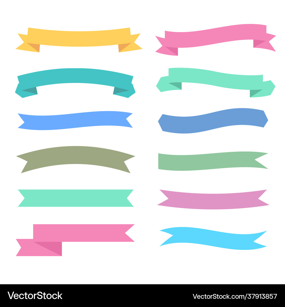 Soft colors ribbons set in different styles Vector Image