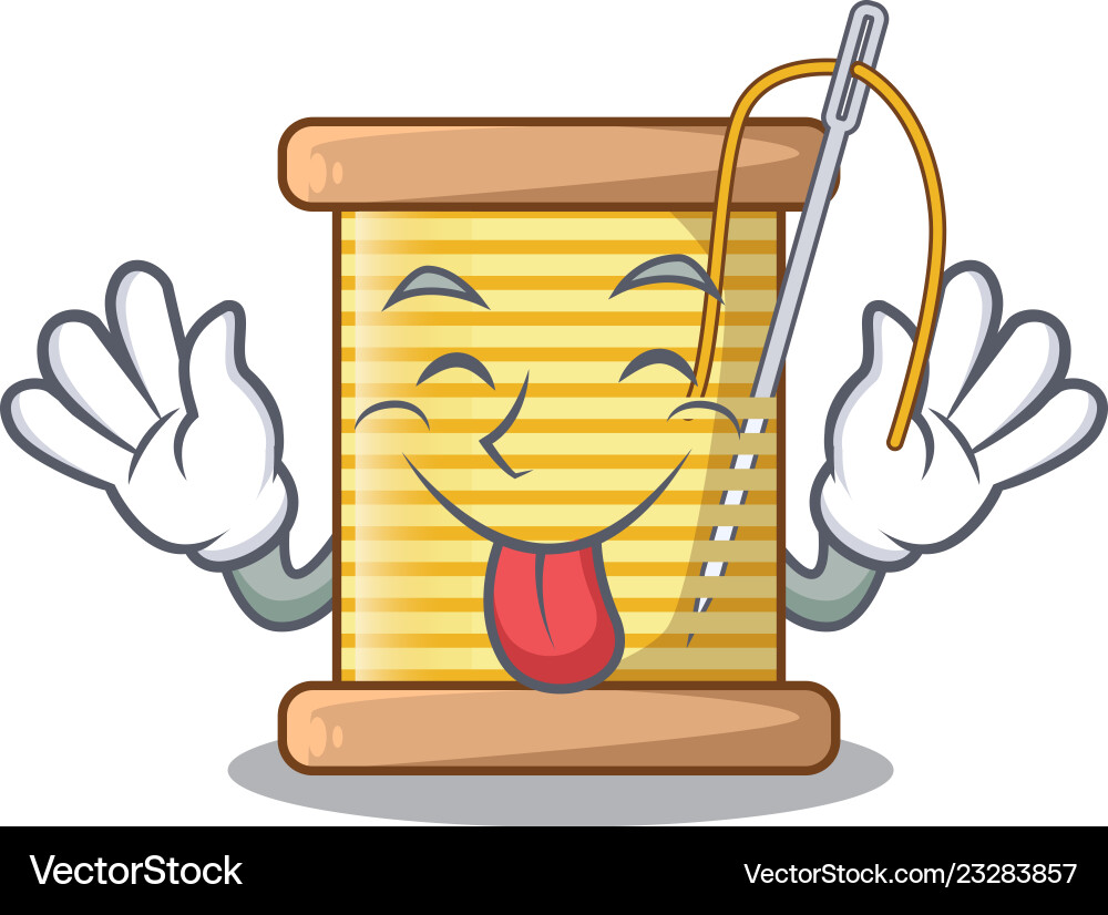 Tongue out thread spool in a shape cartoon Vector Image