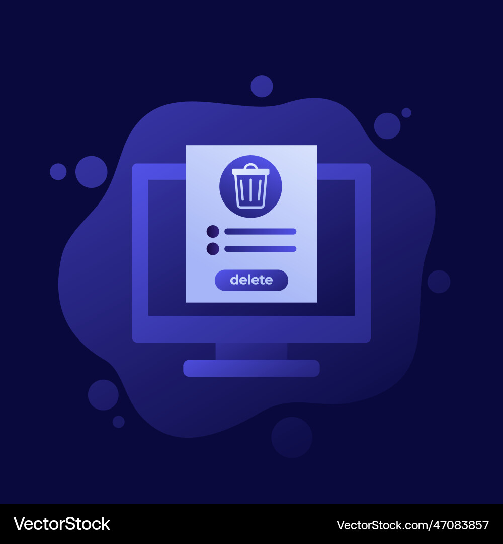 Trash Bin In Computer Delete Files Design Vector Image