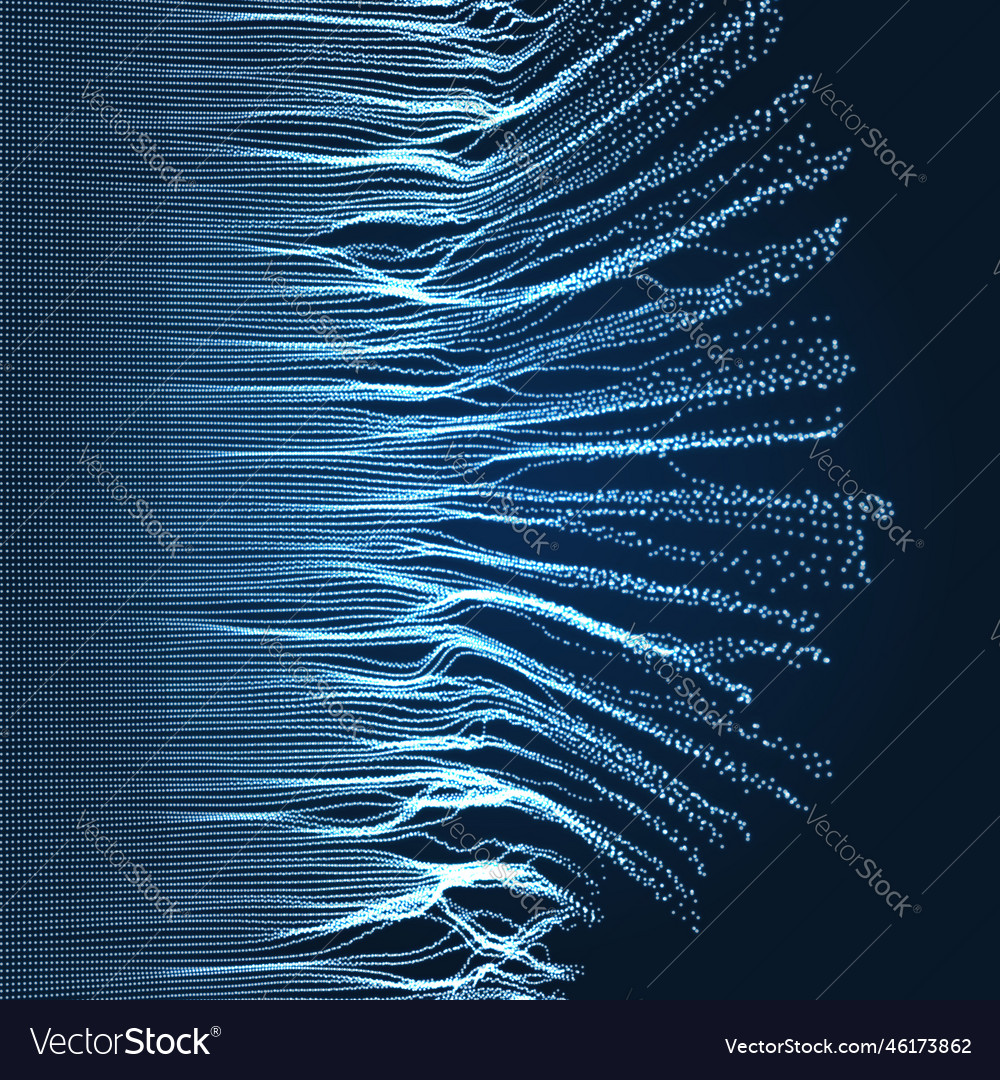 Array with dynamic emitted particles 3d Royalty Free Vector