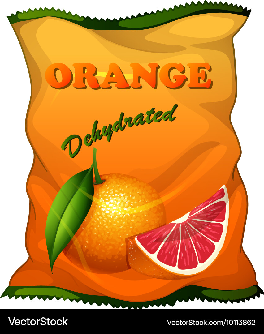 Bag of dehydrated orange Royalty Free Vector Image