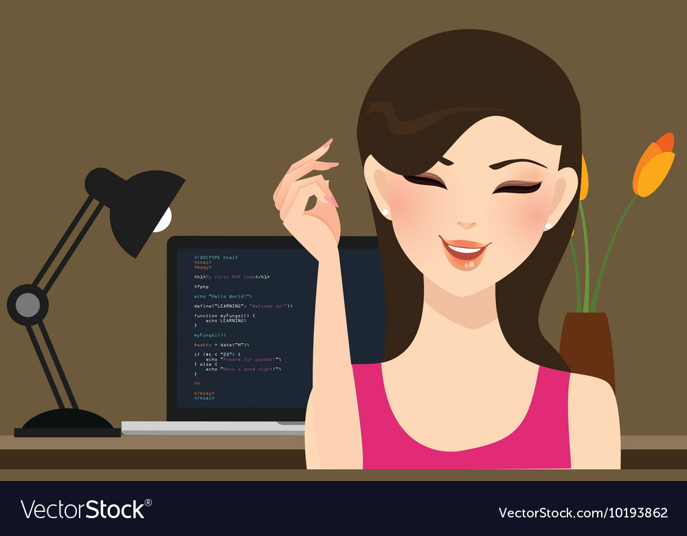 Beautiful girl female programmer occupation jobs Vector Image