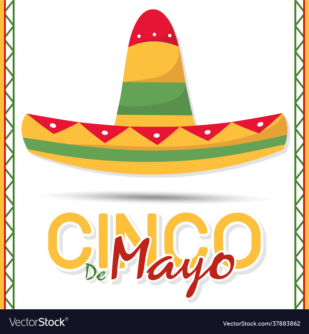 Cinco de mayo poster with a mexican hat Royalty Free Vector