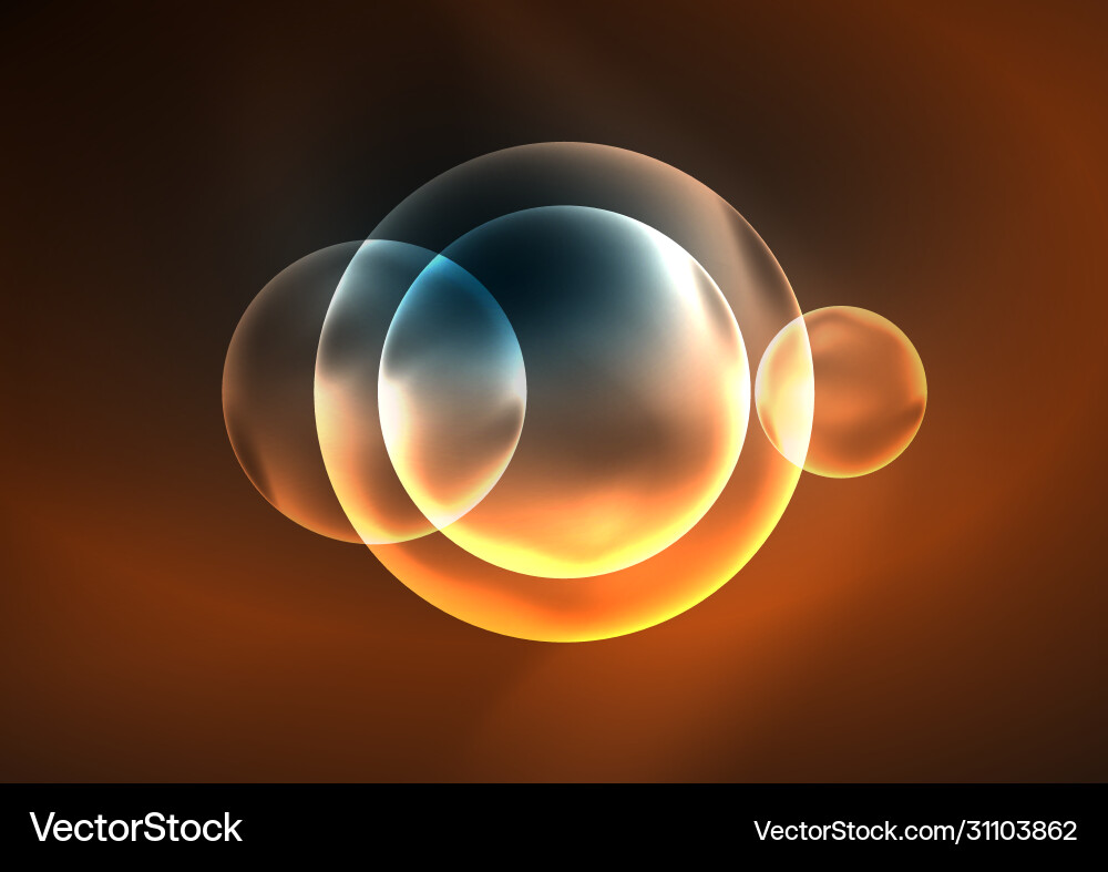 Glowing neon shiny transparent bubbles glass Vector Image