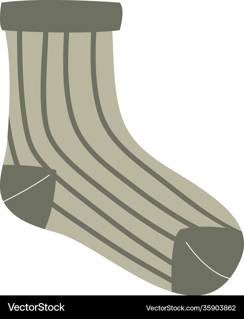 Long and green with lines sock design Royalty Free Vector