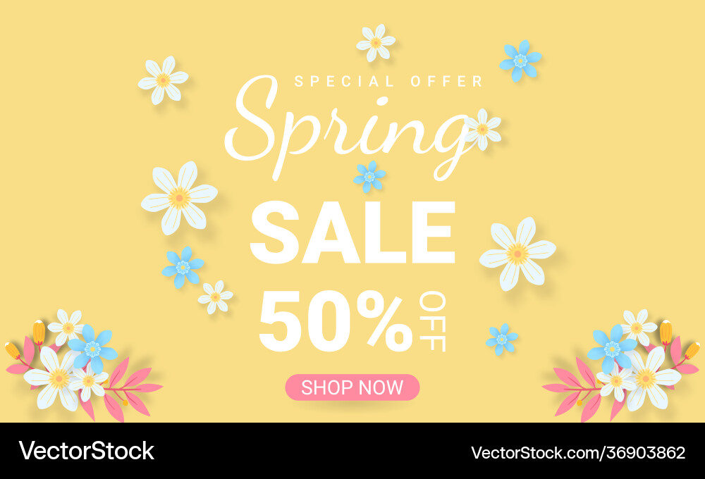 Spring sale background with beautiful colorful Vector Image