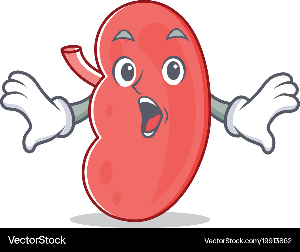 Surprised kidney mascot cartoon style Royalty Free Vector