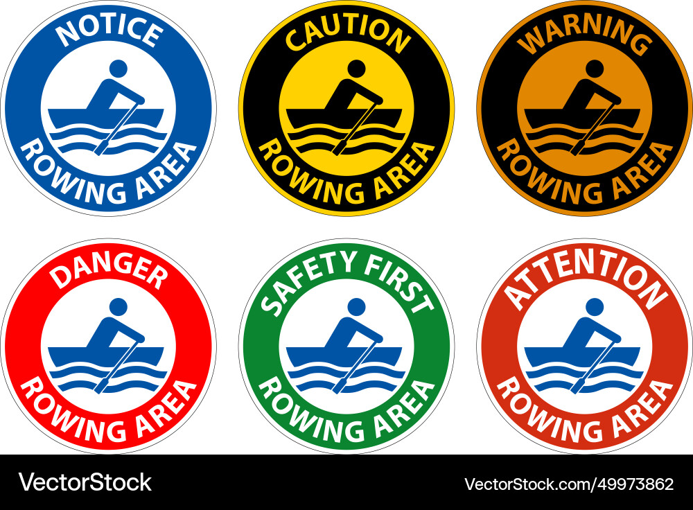 Water safety sign warning - rowing area Royalty Free Vector