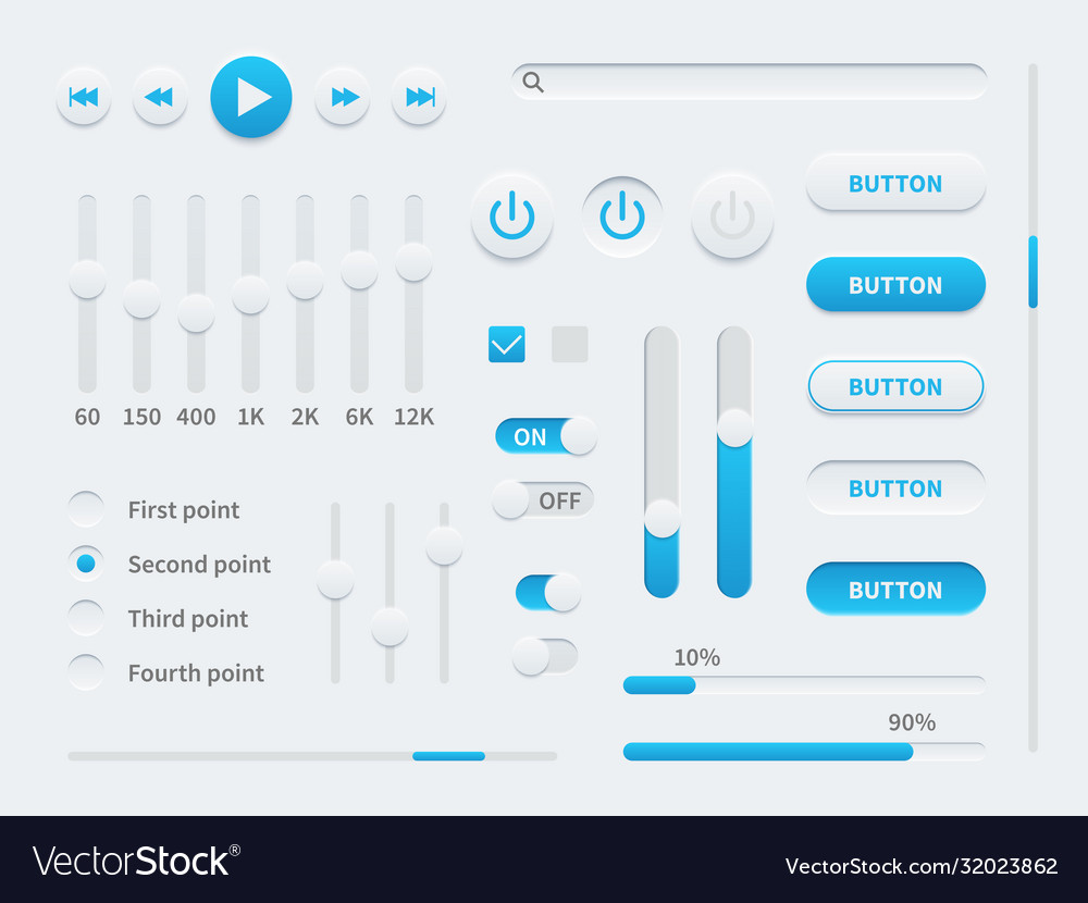 White ui user interface elements for mobile Vector Image