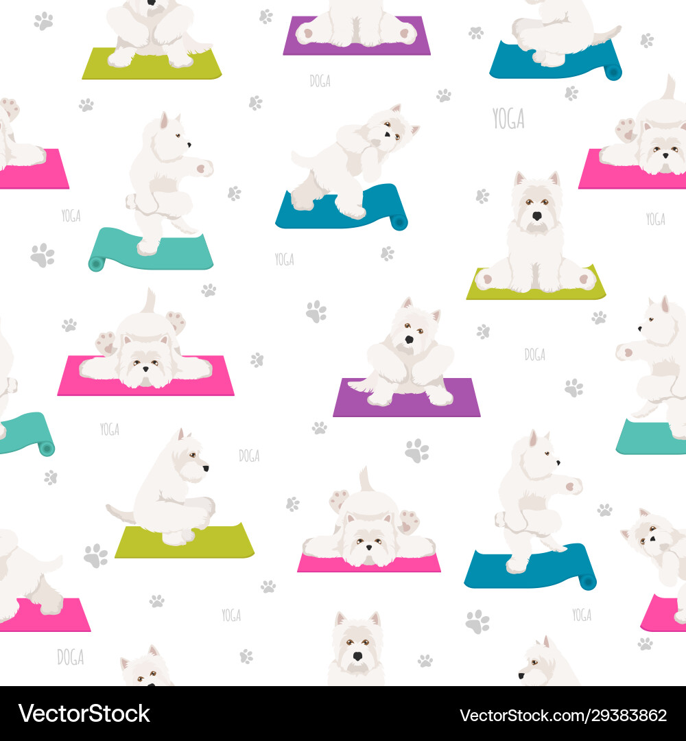 Yoga dogs poses and exercises seamless pattern Vector Image