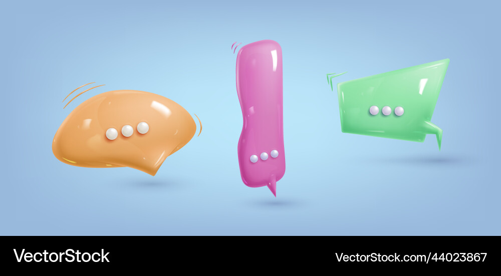 3d plastic speech bubble realistic set of cartoon Vector Image