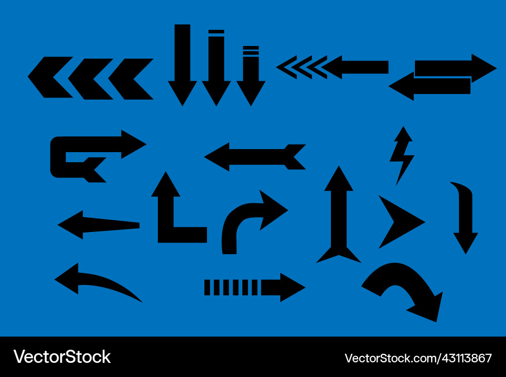 A set of arrows indicating directions Royalty Free Vector