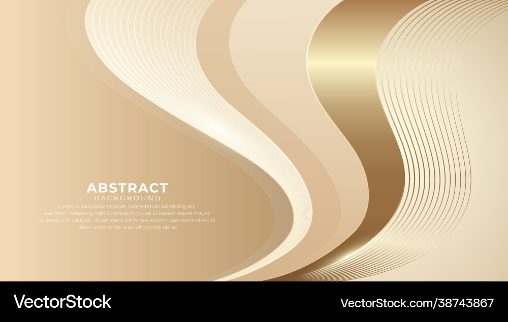 Abstract golden wave shapes background with glow Vector Image