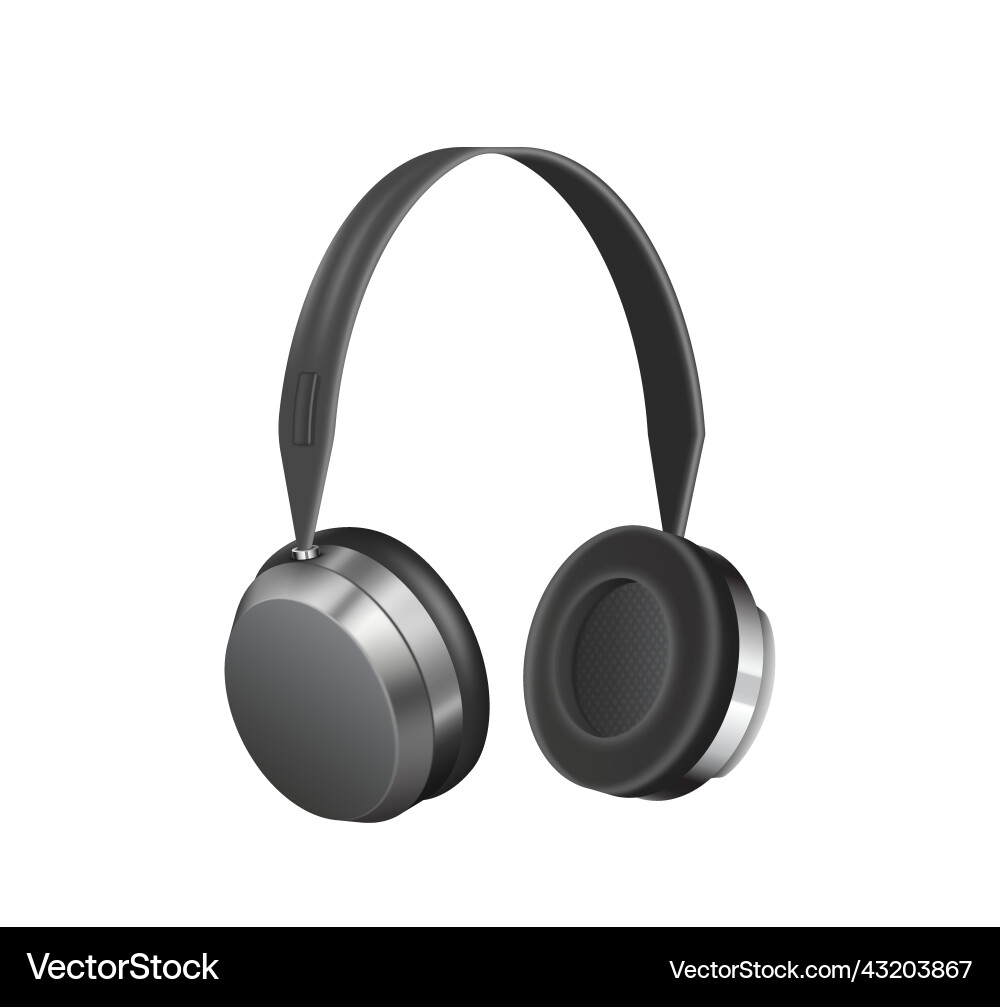 Black realistic headphones gaming headset Vector Image