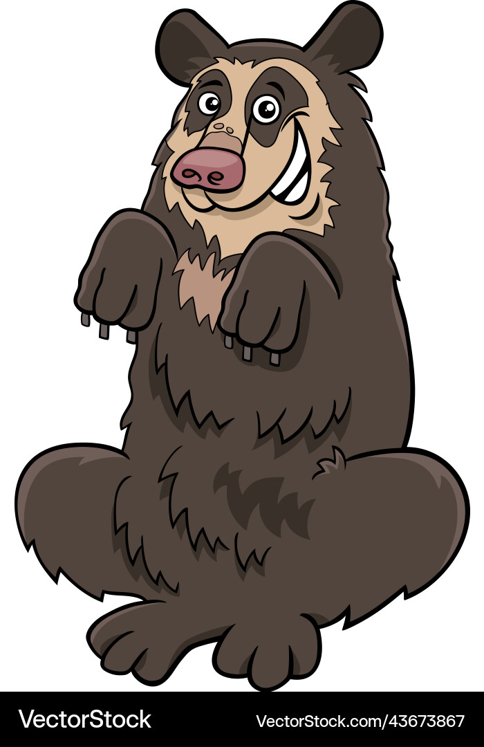 Cartoon spectacled bear comic animal character Vector Image