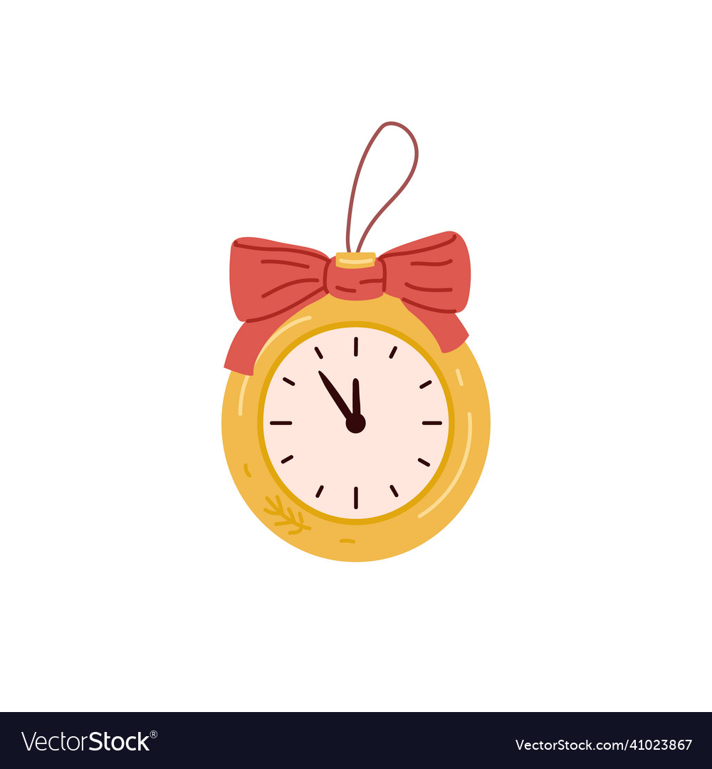 Christmas clocks bauble in retro style vintage Vector Image