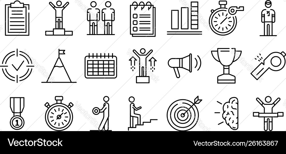 Coach icons set outline style Royalty Free Vector Image