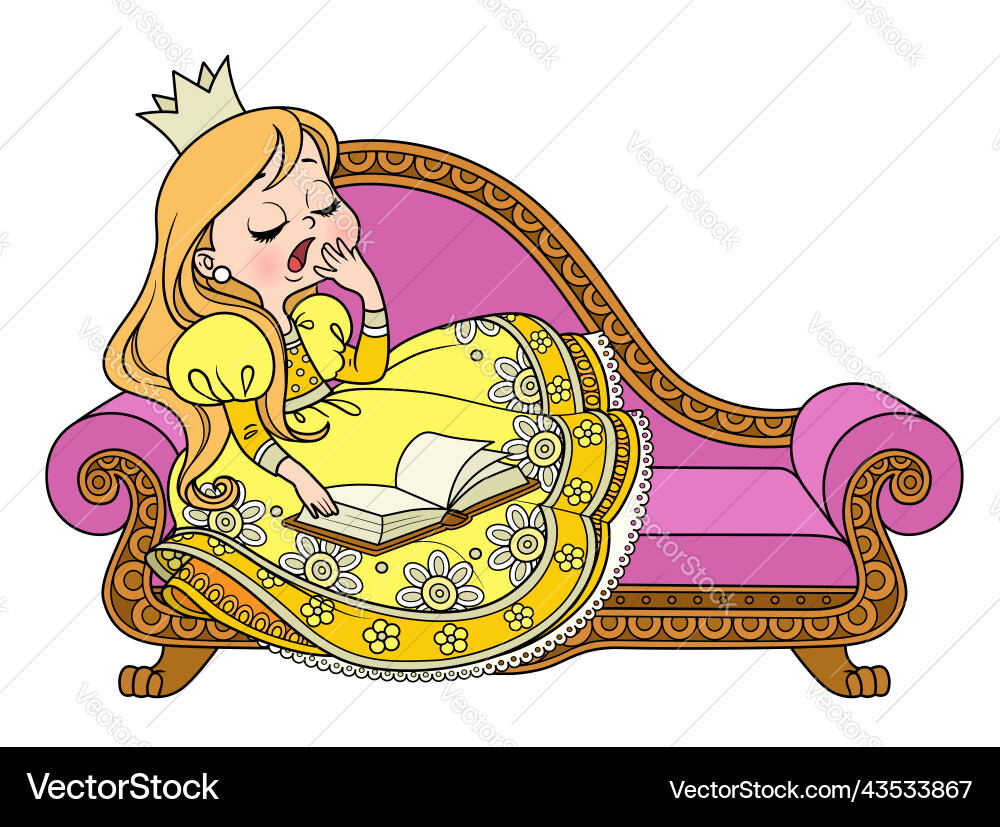 Cute princess falls asleep on the sofa Royalty Free Vector