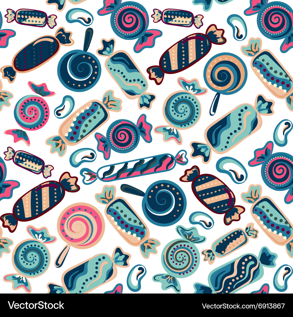 Cute seamless pattern with colorful sweets Vector Image