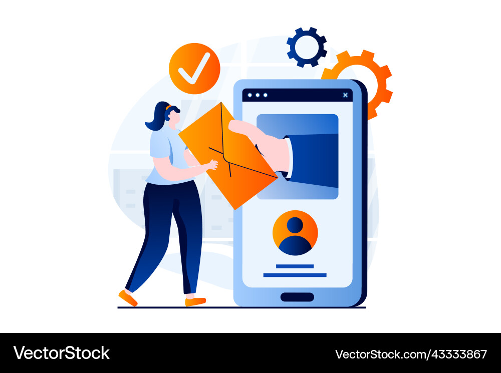 Email service concept with people scene in flat Vector Image