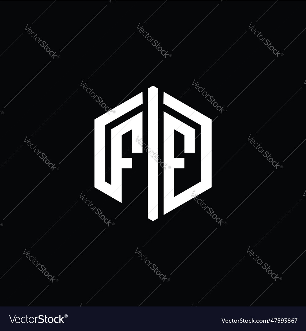 Ff letter logo monogram hexagon shape Royalty Free Vector