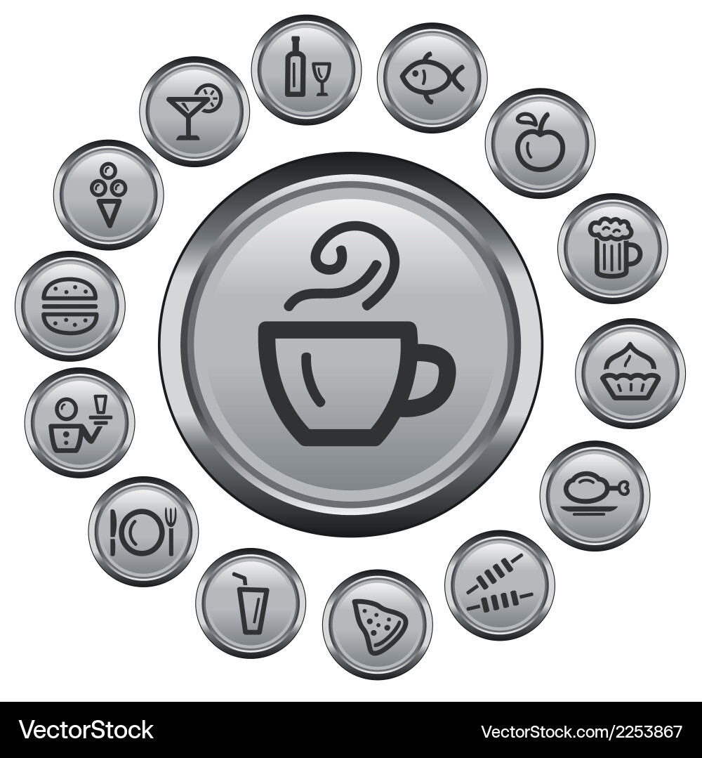 Food and drink buttons Royalty Free Vector Image