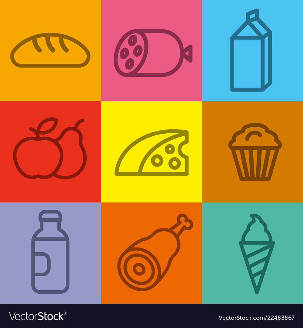 Food and grocery icons Royalty Free Vector Image
