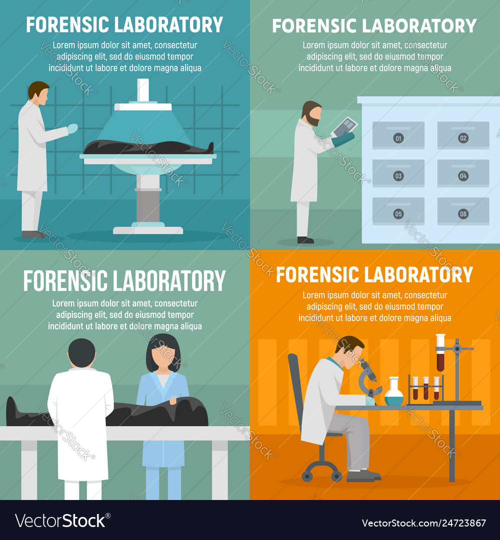 Forensic laboratory banner set flat style Vector Image