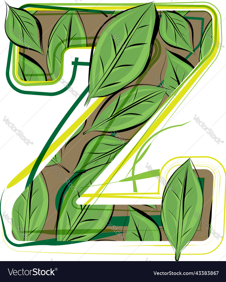 Green leaf alphabet letter Royalty Free Vector Image