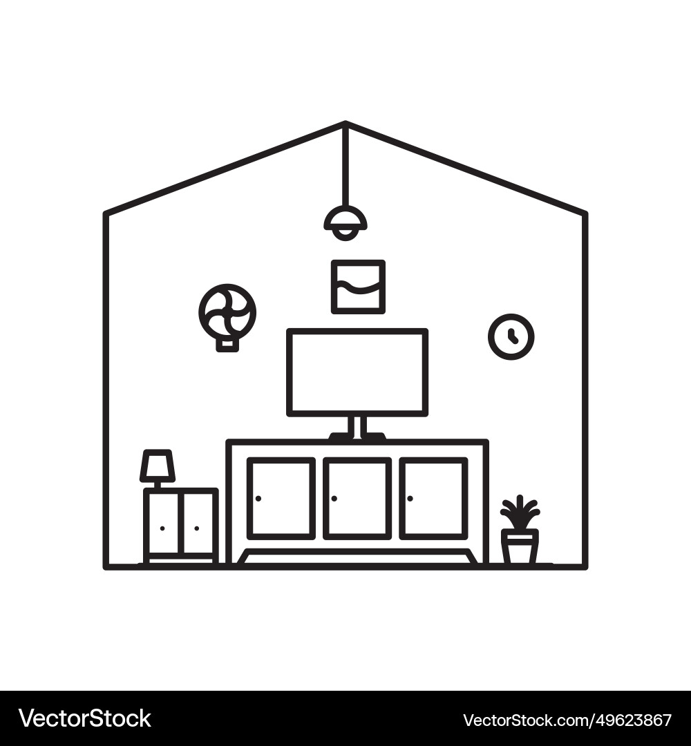 Interior living room line logo design image Vector Image