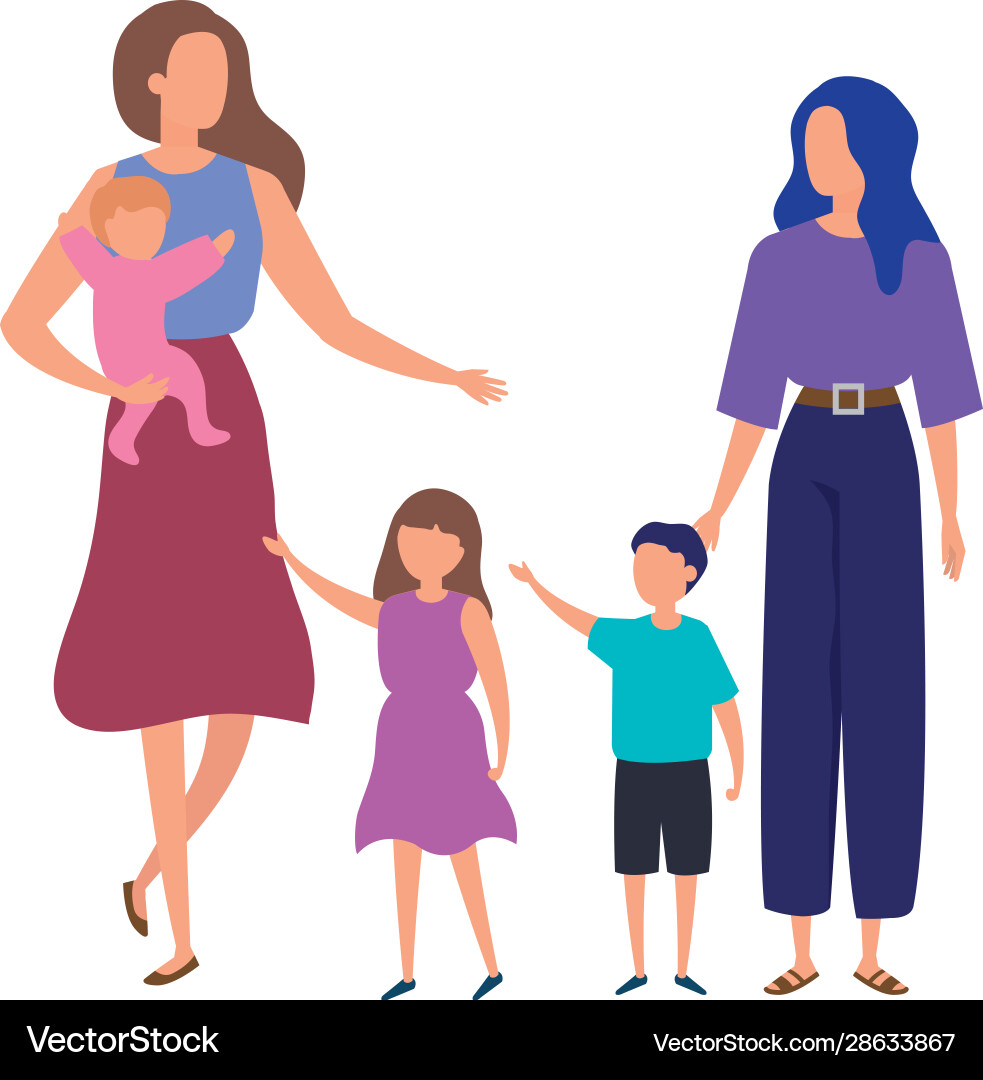Mothers with sons avatar characters Royalty Free Vector