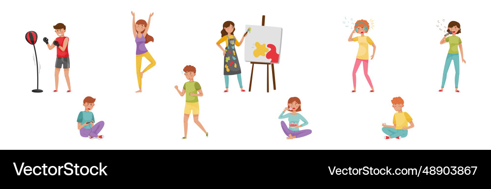 People characters relieve stress and relax Vector Image