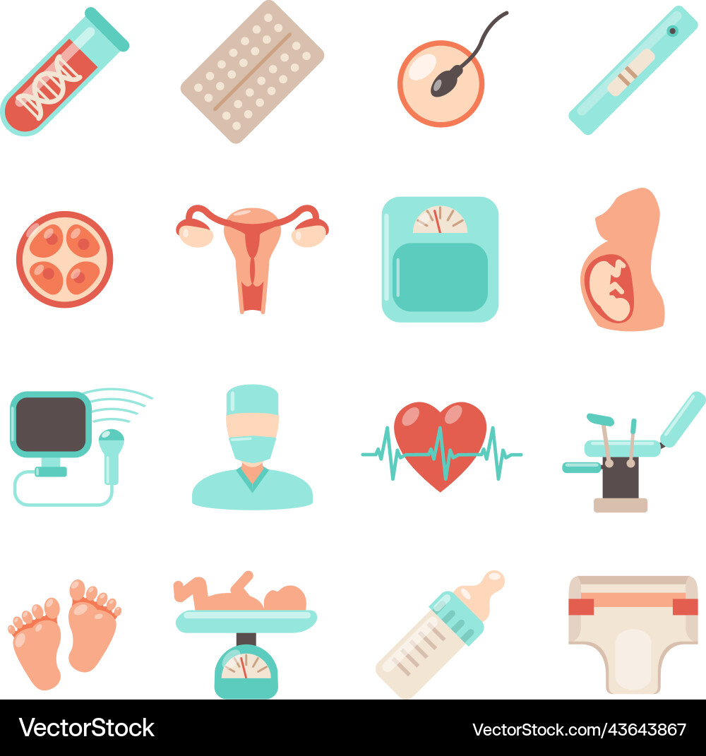 Pregnancy newborn icons Royalty Free Vector Image