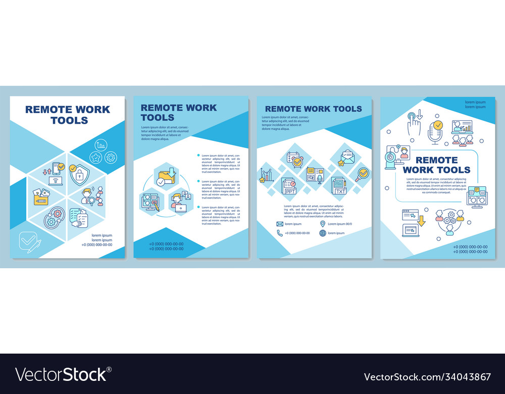 Remote work tools brochure template Royalty Free Vector