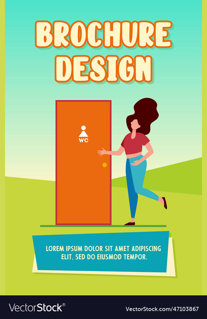 Woman waiting her turn at wc door Royalty Free Vector Image Woman waiting her turn at wc door Royalty Free Vector Image