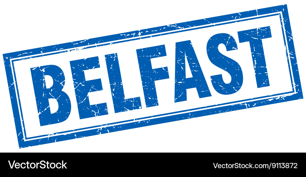 Belfast blue square grunge stamp on white Vector Image