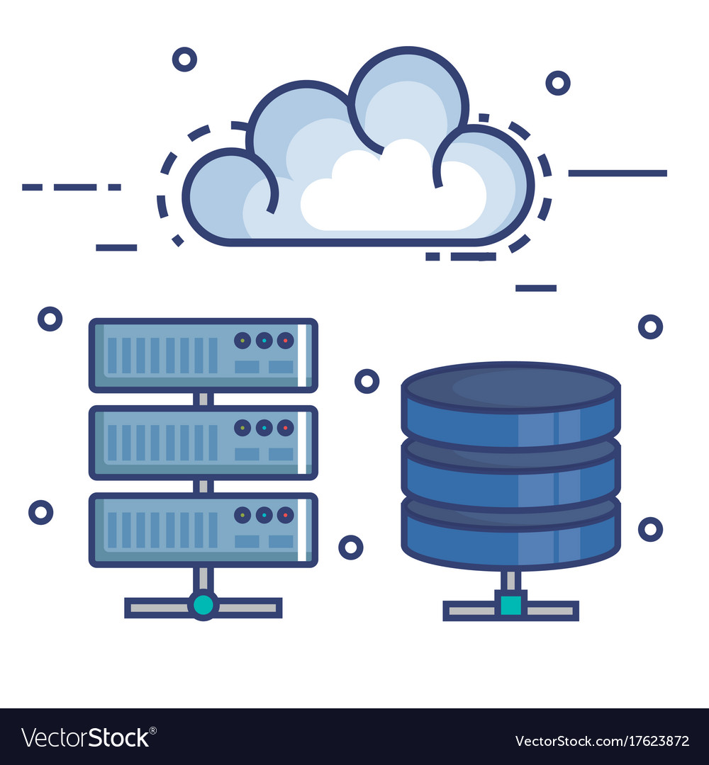 Cloud computing set flat icons Royalty Free Vector Image