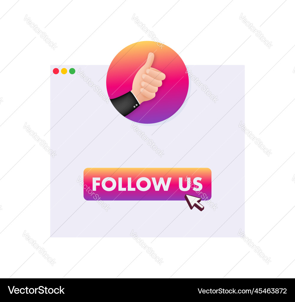 Follow us hand click icon finger click icon Vector Image