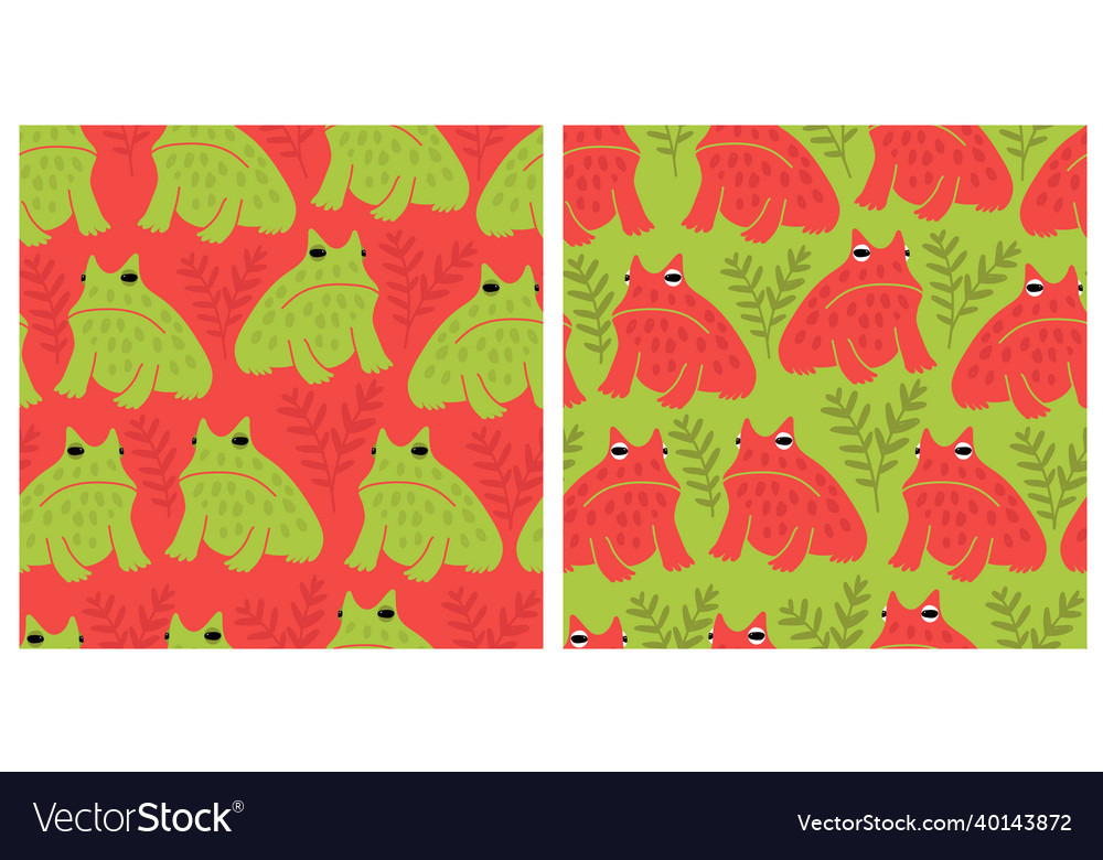 Grumpy toads patterns Royalty Free Vector Image