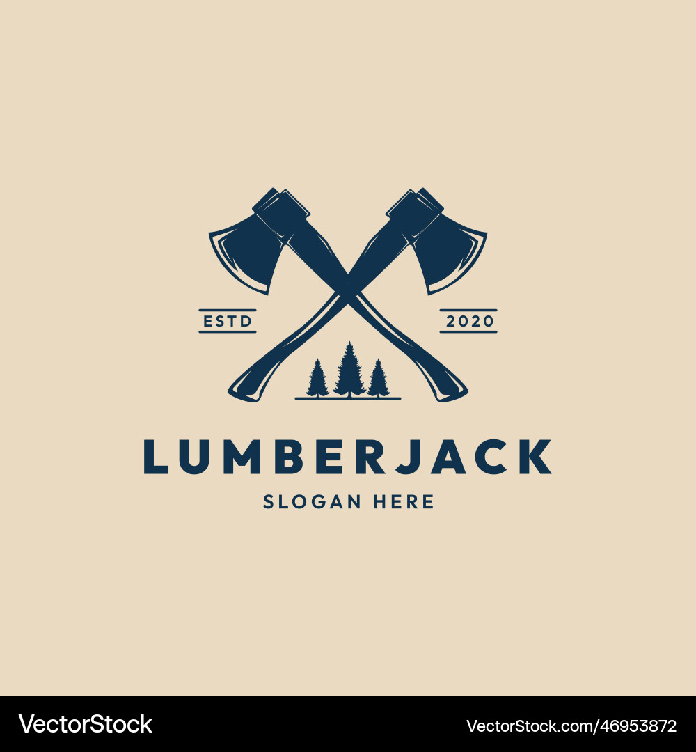 Lumberjack logo vintage template icon design Vector Image