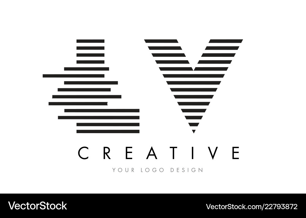 Lv l v zebra letter logo design with black Vector Image