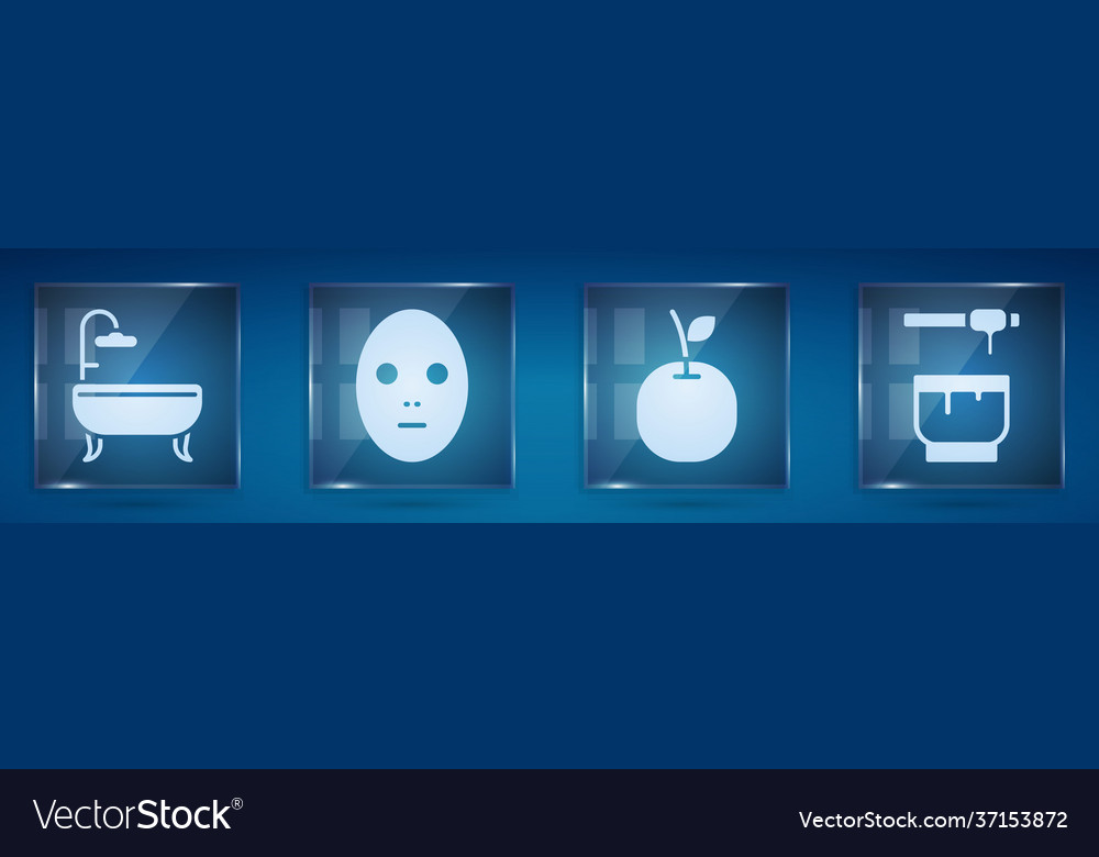 Set Bathtub Facial Cosmetic Mask Apple And Honey Vector Image
