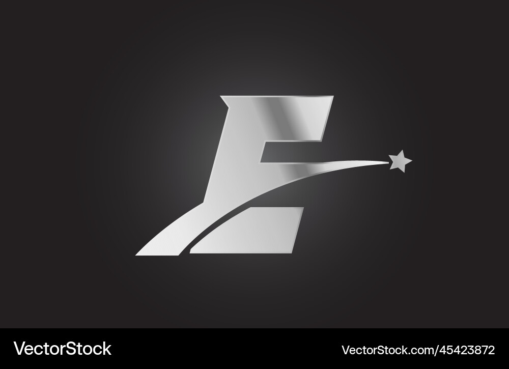 Silver metal e alphabet letter logo icon Vector Image