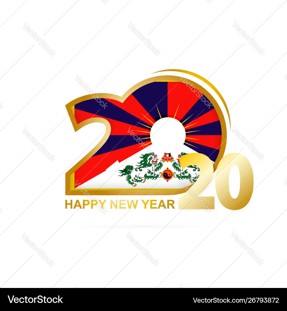 Year 2020 with tibet flag pattern happy new Vector Image