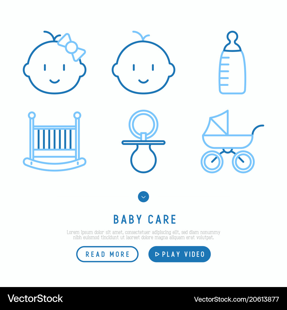 Baby care concept with thin line icons Royalty Free Vector