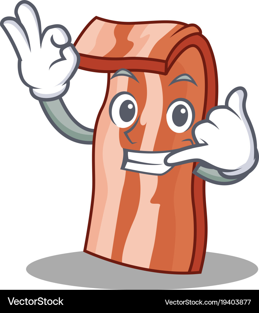Call me bacon mascot cartoon style Royalty Free Vector Image