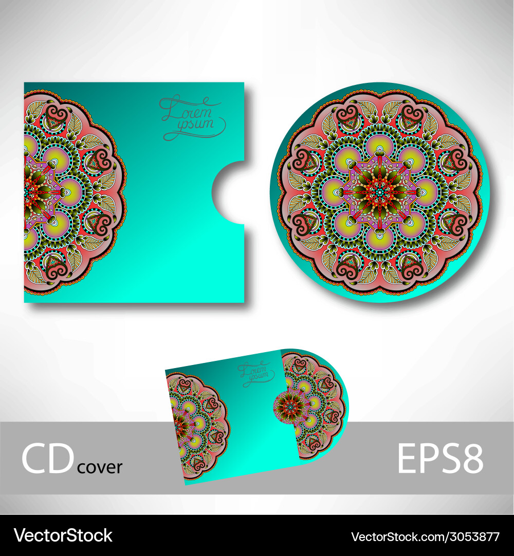 Cd cover design template with ukrainian ethnic Vector Image